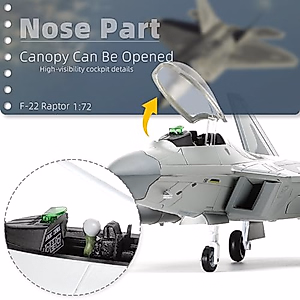 NUOTIE F22 Raptor 1/72 Diecast Metal Aircraft Model Kit USAF Fighter Jet Alloy Airplane Model with Stand for Adult Military Enthusiasts Collections or Creative Gifts (AK 90FS)