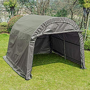 walnest Large Heavy Duty Carport Car Canopy Portable Garage Car Canopy Boat Shelter Tent for Party, Wedding, Garden Storage Grey, Round Top Style Portable 10 x 10 x 8 ft