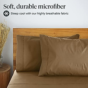 LuxClub 6 PC Queen Sheet Set, Bamboo Sheets Queen Size, Deep Pockets 18" Eco Friendly Wrinkle Free Cooling Sheets Machine Washable Hotel Bedding Silky Soft - Dark Khaki Queen