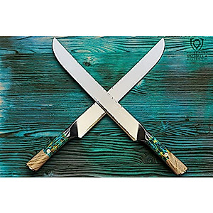 Dalstrong Slicing & Carving Knife - 12 inch - Valhalla Series - 9CR18MOV HC Steel - Celestial Resin & Wood Handle - Razor Sharp Kitchen Knife - w/Leather Sheath
