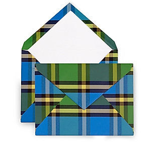 kate spade new york Blank Thank You Cards for Holidays and Celebrations, Stationery Set with 10 Cards and Envelopes, Grand Plaid Duo