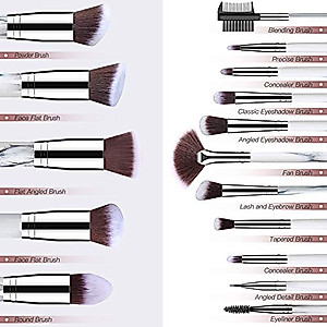 Makeup Brushes 16PCs Makeup Brushes Set with 4PCs Beauty Blender Sponge and 1 Brush Cleaner Premium Synthetic Foundation Brushes Blending Face Powder Eye Shadows Make Up Brushes Tool(Marble)
