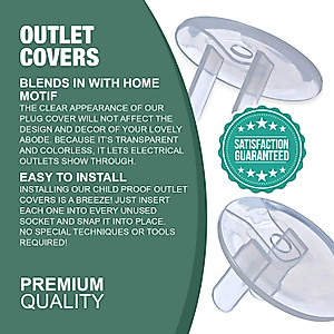 AZbébé Plug Protectors | Wall Outlet Covers for Child Safety & Baby Proofing | Ultra Clear Protective Cap with Water Proof Design | Best Home Electrical Socket Cover | Pack of 32 Transparent Caps