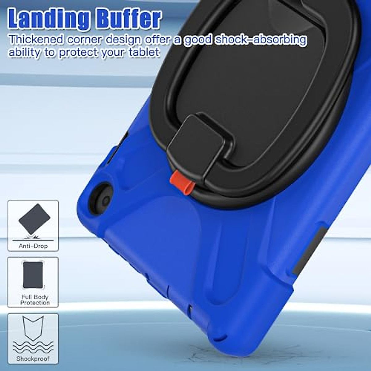 Tablet Case Cover Shockproof Rugged TPU Case Compatible with Kindle Fire HD 8 Tablet and Fire HD 8 Plus Tablet (12th Generation, 2022 Release), Shoulder Strap with Rotating Handle