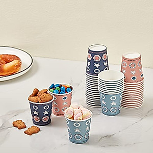 Lamosi 300 Pack - Small Paper Cups 3 oz, Disposable 3oz Bathroom Cups, Mouthwash Cups, Snacks Beverages Sampling Cups for Home Party Travel, 3 Ounce - Geometric