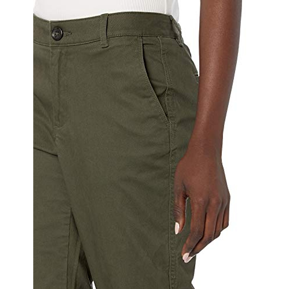 Amazon Essentials Women's Stretch Twill Chino Pant (Available in Classic and Curvy Fits), Dark Olive, 10