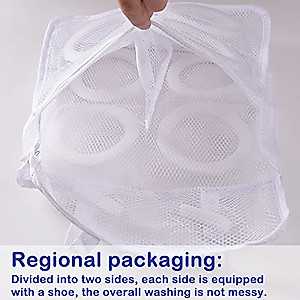 BAYTORY 2Pcs Shoe Washing Bag with Zipper, Mesh Laundry Bag for Washing Machine, Reusable and Durable, Wash Bag for Sneakers, Trainers, Running Shoes, Bras, Socks, Lingerie (1 Large and 1Medium)
