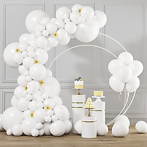 RUBFAC White Balloons Different Sizes 105pcs 5/10/12/18 Inch for Garland Arch, Party Latex Balloons for Happy New Year Decorations 2024 Birthday Party Wedding Anniversary Baby Shower Party Decoration