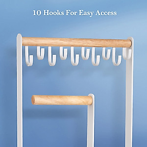 ProCase Jewelry Organizer Stand Necklace Holder, 4-Tier Jewelry Tower Rack with Earring Tray and Holes, 10 Hooks Necklaces Hanging Storage Tree Display for Bracelets Watches Earrings Rings -White