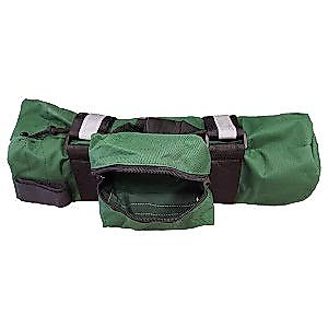 LINE2design Oxygen Cylinder Sleeve Bag - EMS First Responder Emergency Medical Oxygen Bag Portable Travel Size Cylinder Holder with Star of Life Logo - Side Pockets and Adjustable Side Straps - Green