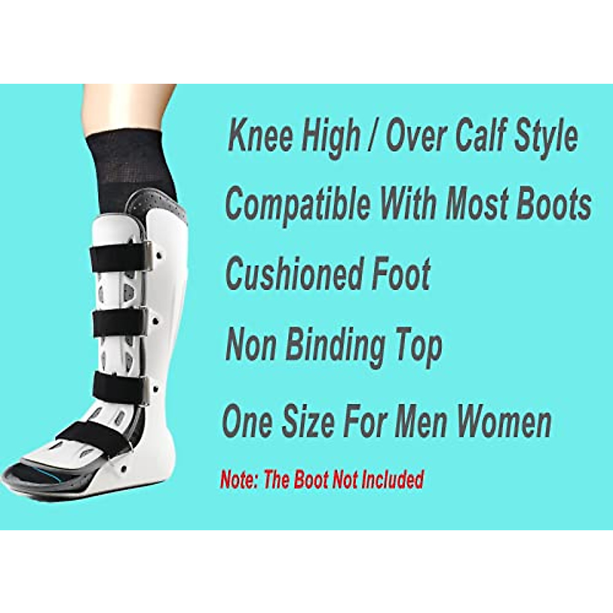 VEIGIKE Walking Boot Socks Replacement Sock Liner for Orthopedic Walker Brace,Tube Socks Under Air Cam Walkers and Fracture Boot Cast Surgical leg Cover Black 2 Pairs