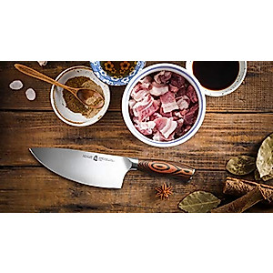 TUO Herb Rocking&Salad Knife- Vegetable Cleaver - High Carbon German Stainless Steel Kitchen Knife - Pakkawood Handle Veggie Chopper - Luxurious Gift Box Included - 7 inch - Fiery Phoenix Series