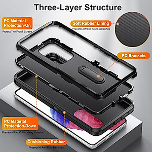 IDweel for Galaxy A53 5G Case with Build-in Kickstand(2022), Heavy Duty Protection Shockproof Anti-Scratch Rugged Slim Fit Protective Durable Case Hard Cover for Samsung Galaxcy A53 5G 6.5 Inch,Black