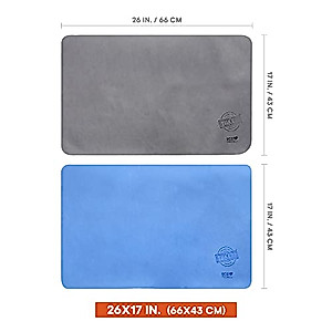 TIIKERI Super Absorbent Shammy Towel for Cars Drying - Blue,Multi-Use Chamois Cloth for Cars Boat Sports Furniture etc-Black, 26"x17" 2 PKS Scratch-Free Chamois Towels
