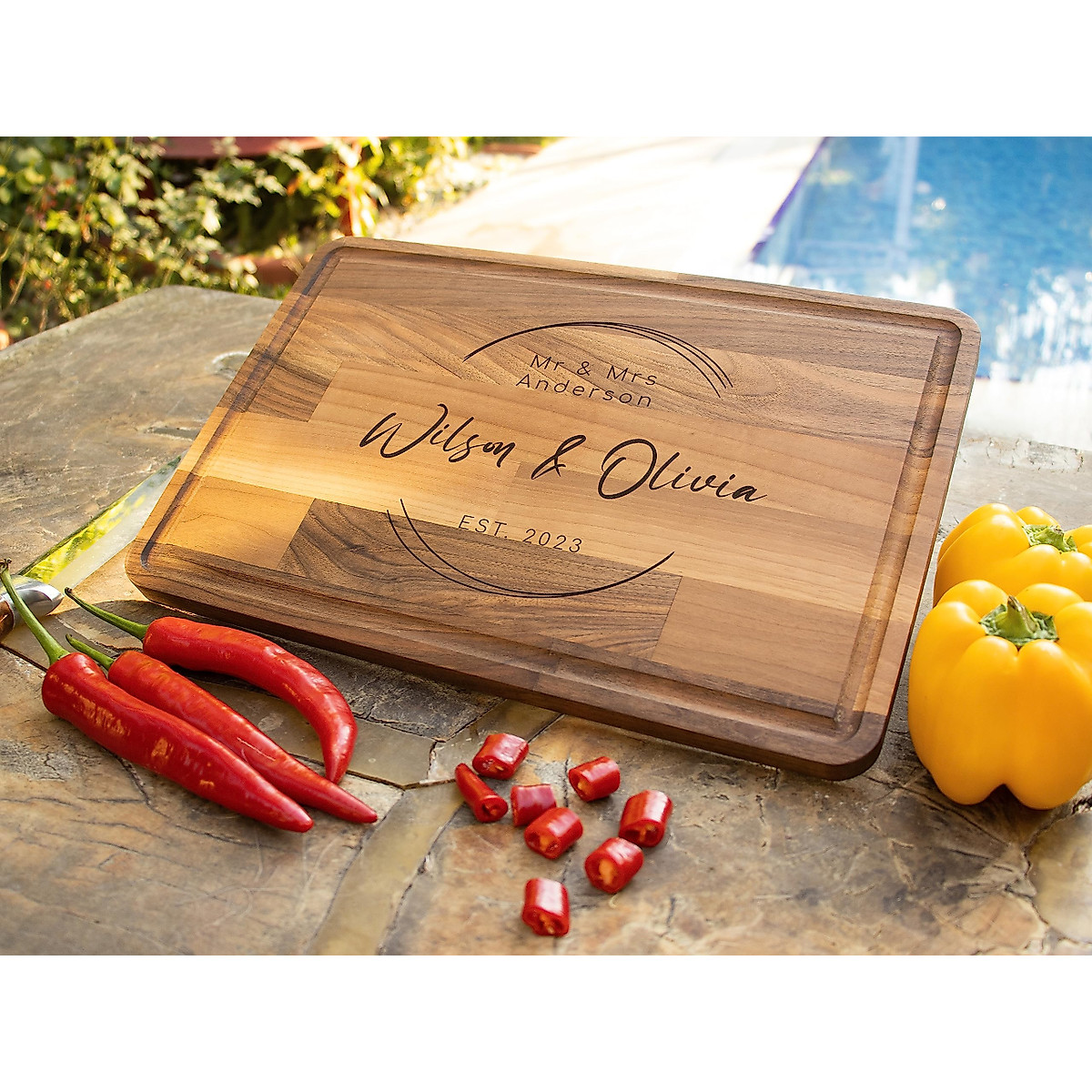 Custom Cutting Board | Personalized Cutting Board | Custom Cheese Board | Custom Chopping Board | Wedding Cutting Board | Personalized Wedding Gift | Gift for Couple (Without Handle)