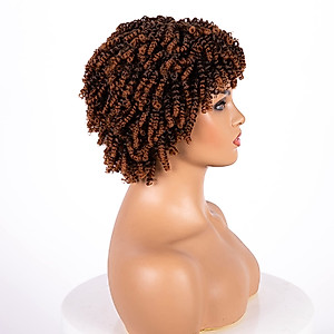 Unonet Short Afro Curly Wigs for Black Women, Soft Breatable Synthetic Curly Afro Wigs, Short Afro Wigs for Woman Cosplay Daily Party Use (1BT30)