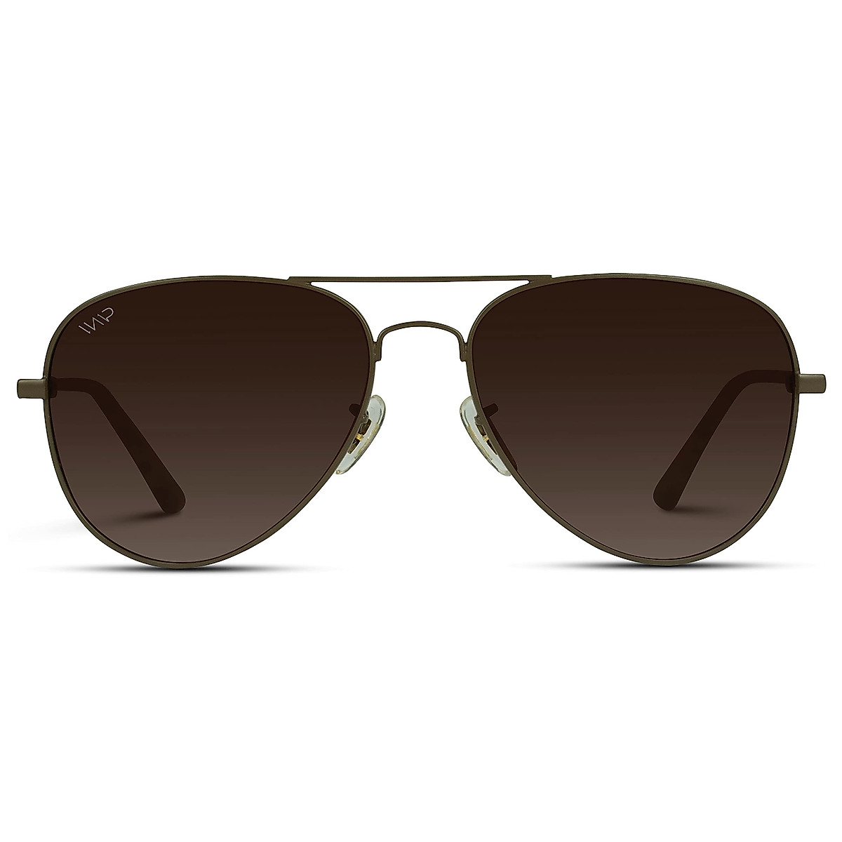 WearMe Pro - Polarized Pilot Style Classic Aviator Sunglasses (Brown Frame/Gradient Brown Lens)