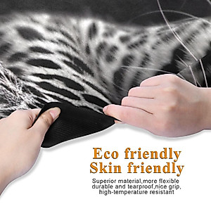 GOODOLD Blue Eyes Leopard Yoga Mat, 71 x 26 Inch Non-slip Yoga Mats Folding Travel Exercise Mat Indoor Outdoor Gym Pilates with Storage Bag for Women Men