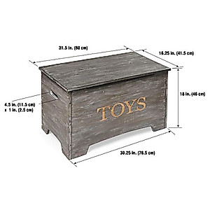 Badger Basket Farmhouse Solid Wood Rustic Toy Box with Reversible Panel