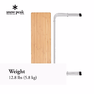 Snow Peak Renewed Long Folding Shelf Bamboo - Multi-Use Bamboo Surface - 43.1 x 13 x 15.5 in