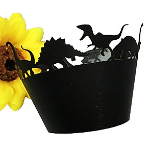 black Dinosaur Laser cut Cupcake Wrapper Cup Cake Baking Muffin 60pcs