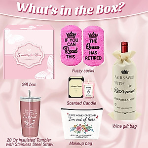 Retirement Gift for Woman, Teacher Retirement Gifts for Women 2025 with Scented Candle, Fuzzy Sock, 20 Oz Tumbler with straw, Happy Retirement Gifts for Retirees, Coworker, Nurses, Grandma, Friends