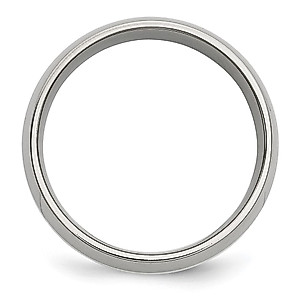 Diamond2Deal Stainless Steel and Sterling Silver Inlay 8mm Polished Band Ring Size 7