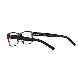 Polo Ralph Lauren Men's PH2117 Rectangular Prescription Eyewear Frames, Shiny Transparent Grey/Demo Lens, 52 mm