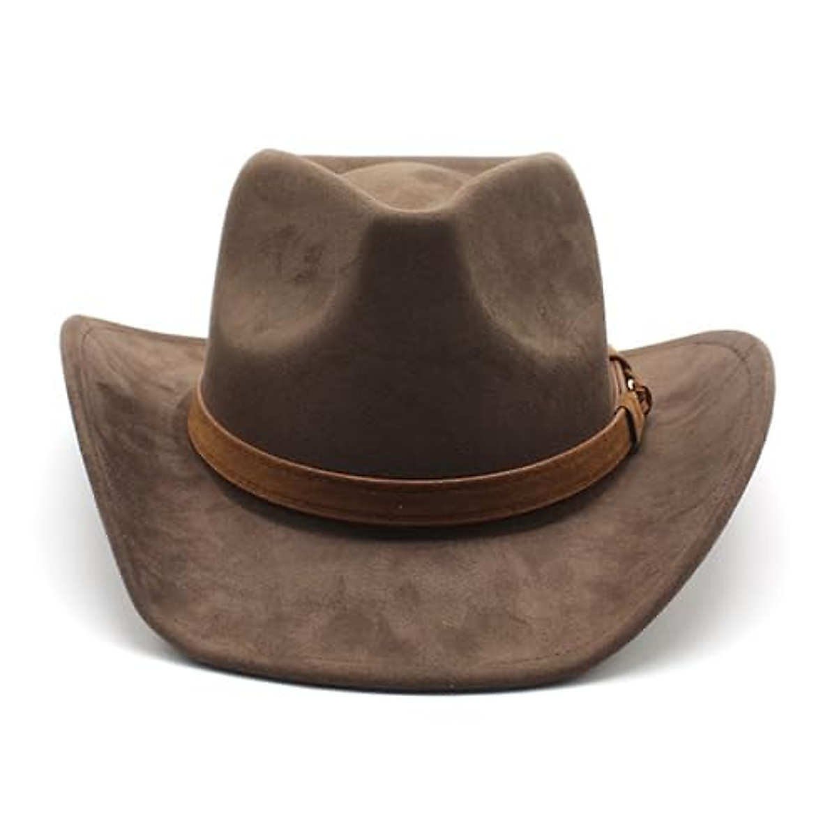 CCAKXCJJ Unisex Western Suede Cowboy Cowgirl Hat Classic Wide Brim Fedora Hat for Men &Women 197-Brown