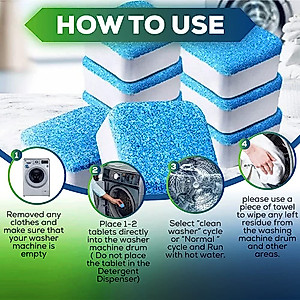 SainaHome Washing Machine Cleaner Tablet- Cleaning Tablets For HE Front Loader & Top Load Washer -12 Pack Economy Supply