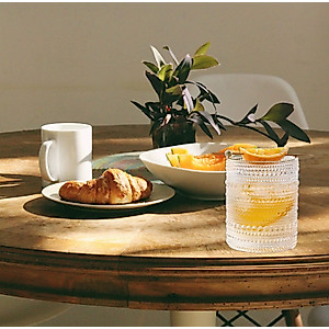 Cheardia 6 Pack Drinking Glasses, 13 oz Vintage Hobnail Beaded Drinking Glasses Embossed Water Glassware Set, Clear Bubble Cups Great Hostess Gift for Beverages, Water, Juice, Beer, Cocktail