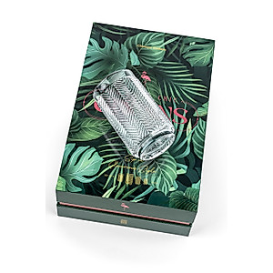 Vintage Flamingo Collins Gin and Rum Cocktail Glasses | Set of 4 | 12 oz Crystal Highball Glassware for Drinking Mojito, Gin Tonic, Bar Drinks | Tropical Glassware Collection