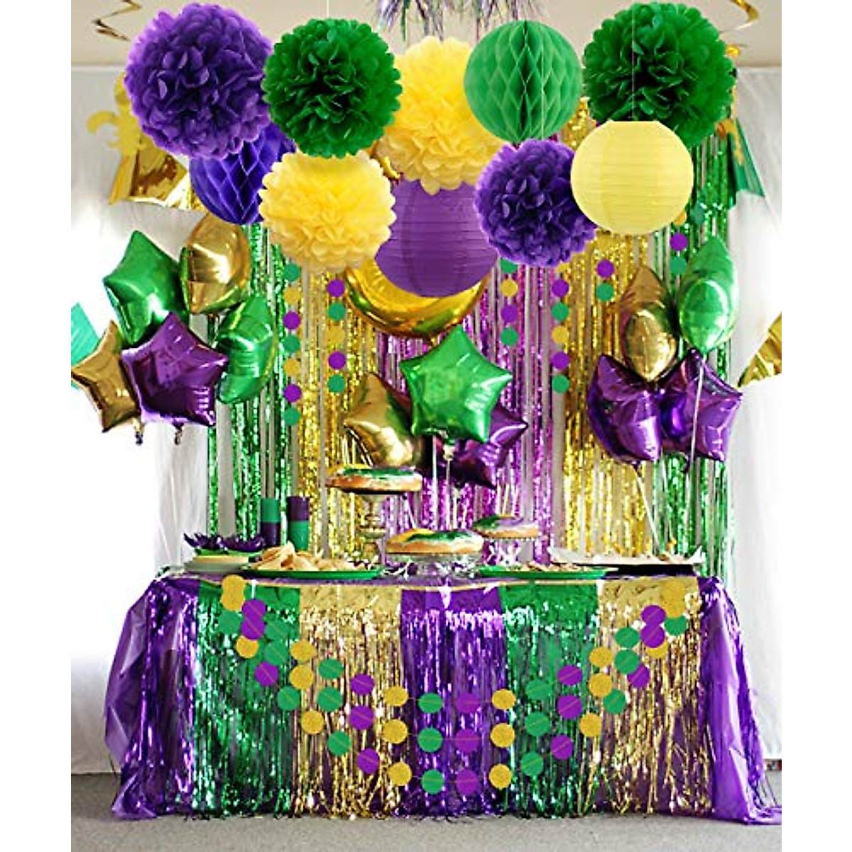 Mardi Gras Decorations Set for Fat Tuesday Private Party Masquerade Mask, De Lis Confetti and Paper Decorations