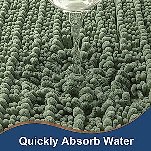 H.VERONNEX Luxury Chenille Sage Green Bathroom Rugs Sets 2 Piece, Thickened Hot Melt Rubber Bottom Bath Mats for Bathroom Non Slip,Bath Rugs Quick Dry Machine Washable for Shower Mat,Puppy-Loved Mat