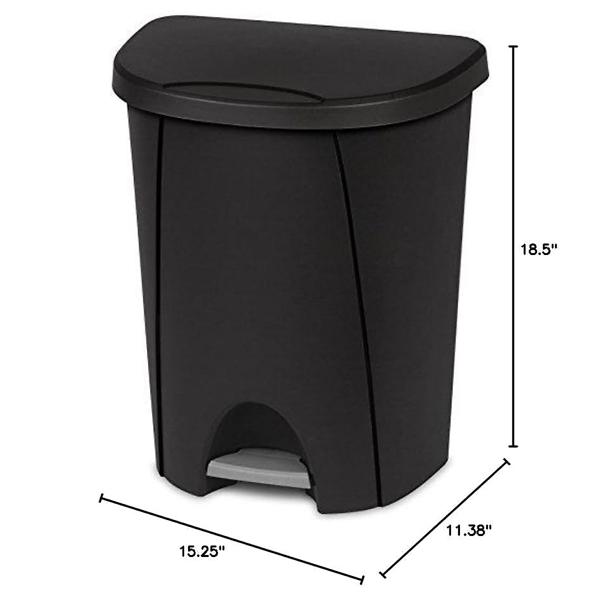 STERILITE 1094901094900404 BLK Step Can, 6.6 Gallon, Black