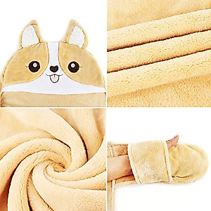 Moyel Corgi Blanket for Women Funny Cute Soft Warm Fluffy Fuzzy Wearable Blanket Hoodie Corgi Gifts for Corgi Lovers Mom Girlfriend Wife Friend Sister for Christmas Birthday