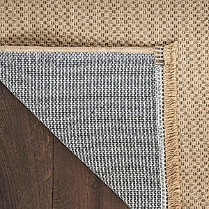 Nourison Washable Jute Solid Natural 7'10" x 9'10" Area -Rug, Easy -Cleaning, Non Shedding, Bed Room, Living Room, Dining Room, Kitchen (8x10)