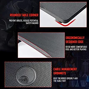 Tangkula Gaming Desk, Z Shaped Ergonomic Gaming Computer Desk, E-Sports Game Desk with Cup & Headphone Holder and Mouse Pad, Gamer Workstation, Carbon Fiber Surface and Z-Shape Steel Frame (Black)