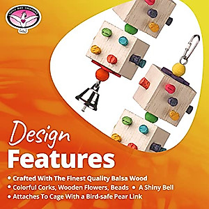 Super Bird Creations SB1103 Parrot-Dice Bird Toy, Medium Bird Size, 9" x 2.5" x 2.5"