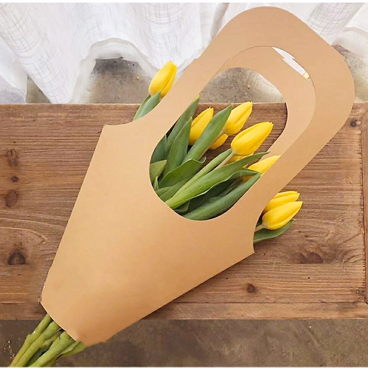 LONG XIN SERIES 20pcs Kraft Paper Flowers Gift Bags Bouquets Bags with Handle Flowers Wrapping Gift Home Decoration（20pcs, Size: Small