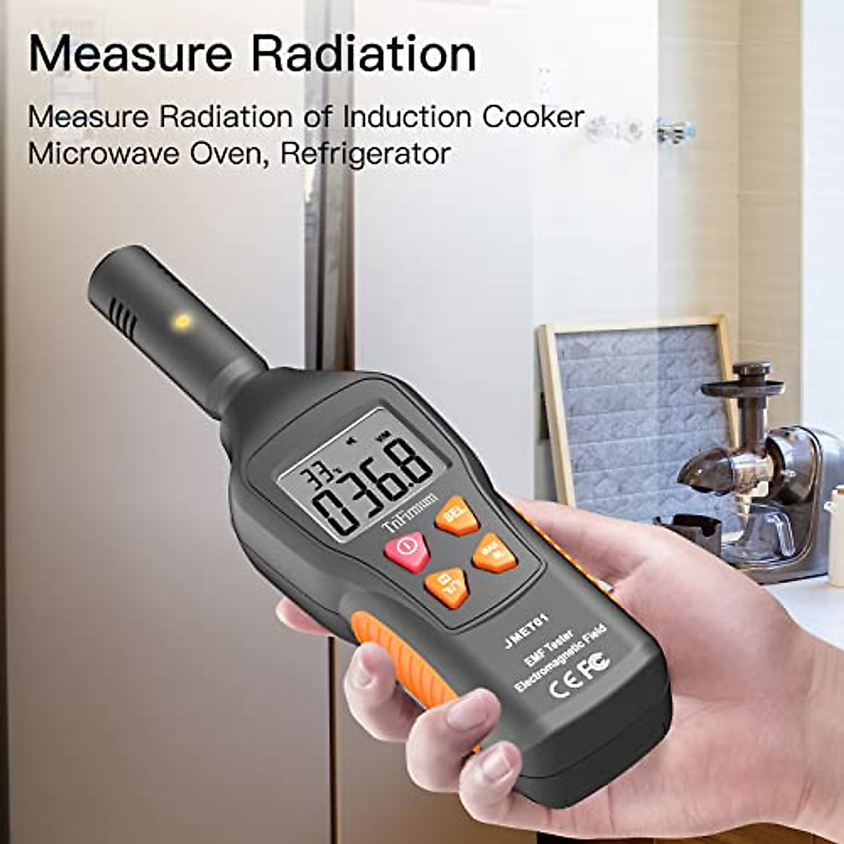 EMF Meter Reader EMF Detector,5HZ-3500MHz Digital Household Radiation Detector,3 in 1 Electromagnetic Field Meter with LCD Sound-Light Alarm