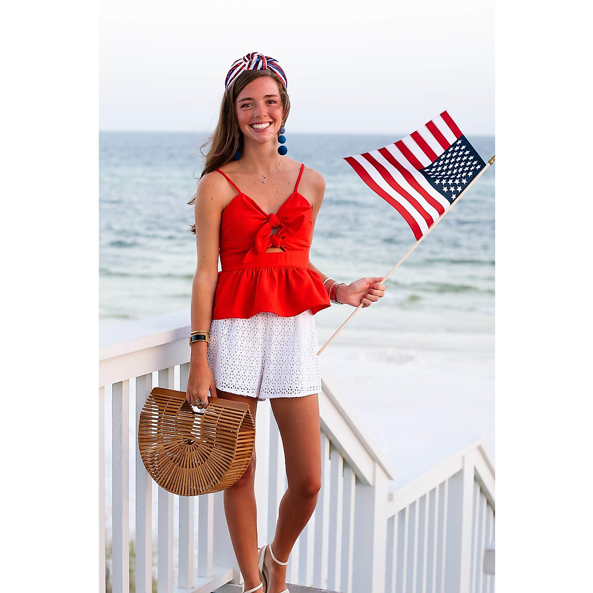 4 th of July Headband for Women Girls Fourth of July Knotted Headband Red White and Blue Sequin Beaded Patriotic Hairband American Flag USA Independence Day Head Band Hair Accessories Gifts