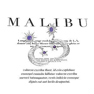 Sun Star Moon Drop Dangle Earrings for Women Sun Moon Crescent Rhinestone Stud Earrings Bohemian Jewelry (Silver)