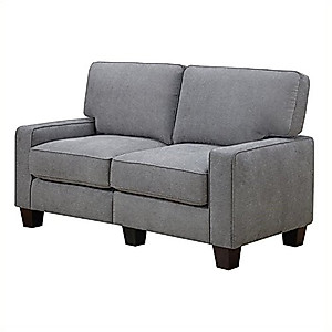 Pemberly Row Modern Loveseat Sofa for Small Apartments, 2 Seater Couch for Living Room, Tool-Free Assembly, Light Grey
