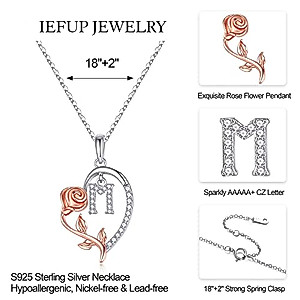 Necklaces for Women - Jewelry for Women - Gifts for Women - Heart Necklace - Initial Necklaces - Letter Necklace - Rose Necklace - Necklace for Girls - Girls Jewelry - Silver Necklace - Silver Jewelry
