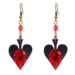 RareLove Vintage Lolita Red Rhinestone Heart Dangle Earrings