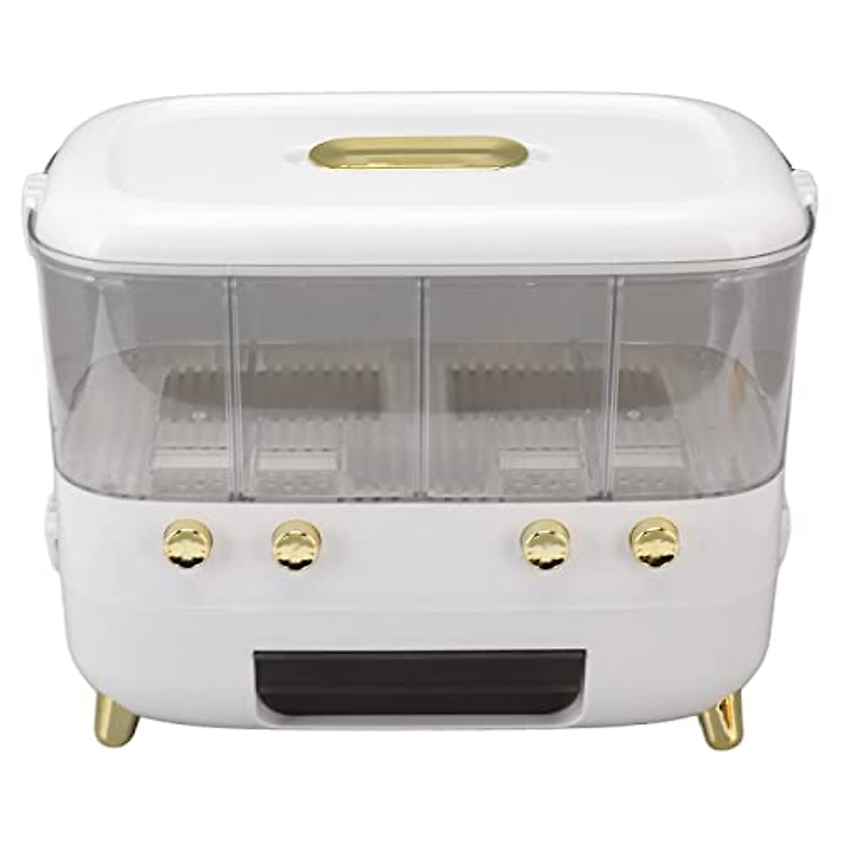 Haofy Rice Grain Bucket, 5000ml Compartment Food Storage Container White Refreshing Keeping for Restaurant (4 Grid)