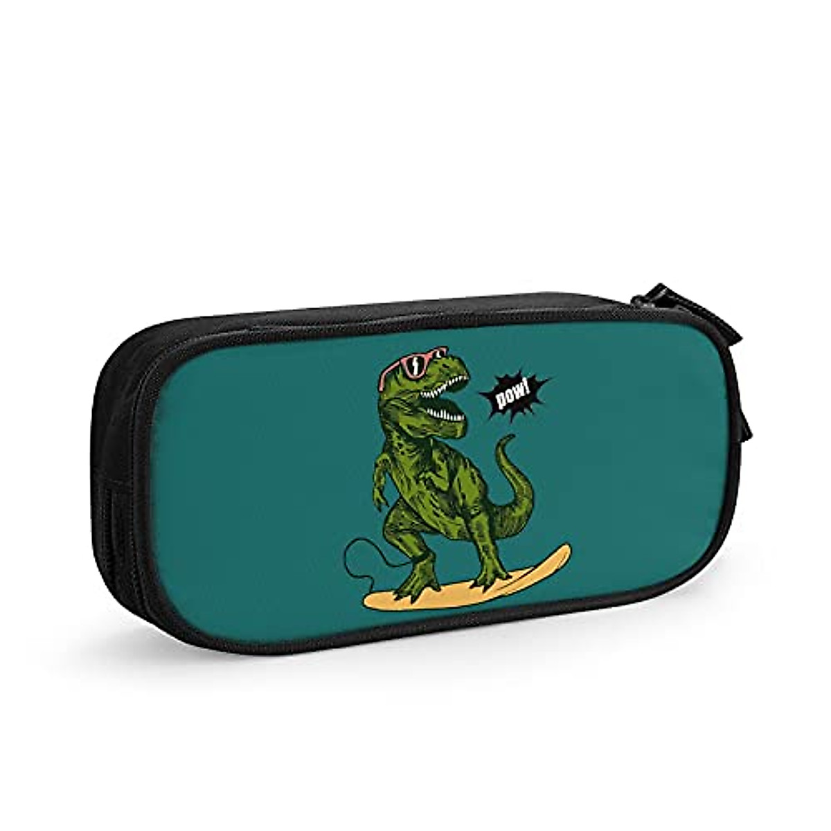 XIAOGUAISHOU Dinosaur Pencil Cases for Adults, Pencil Pouch Wide-Opening Makeup Small Cosmetic Bag for Adults College Office, Green, One Size