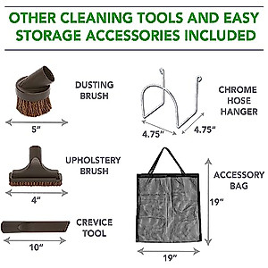 OVO, 550 AW, Compact and Powerful Central Vacuum System, Use with Disposable Filtration Bags only 18 Gal / 4.75L with 30ft Carpet Deluxe Accessory kit Included