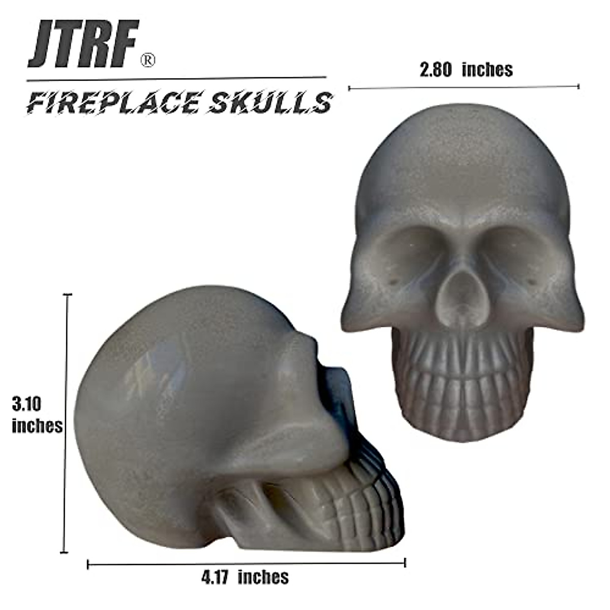 JTRF Ceramic Fireproof Skull Fire Pit,Halloween Firepit Skull Fire Logs for BBQ,Bonfire,Campfire | Fireplace Skulls Fireproof Ceramic Skulls for Fire Pit | for Gas, Propane,Wood Fires(Pack of 2)
